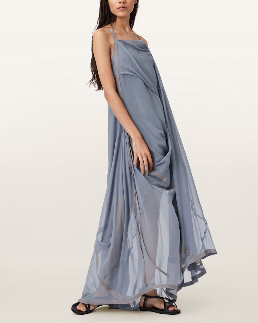 Parachute Silk Dress SHARK BLUE | ALLSAINTS